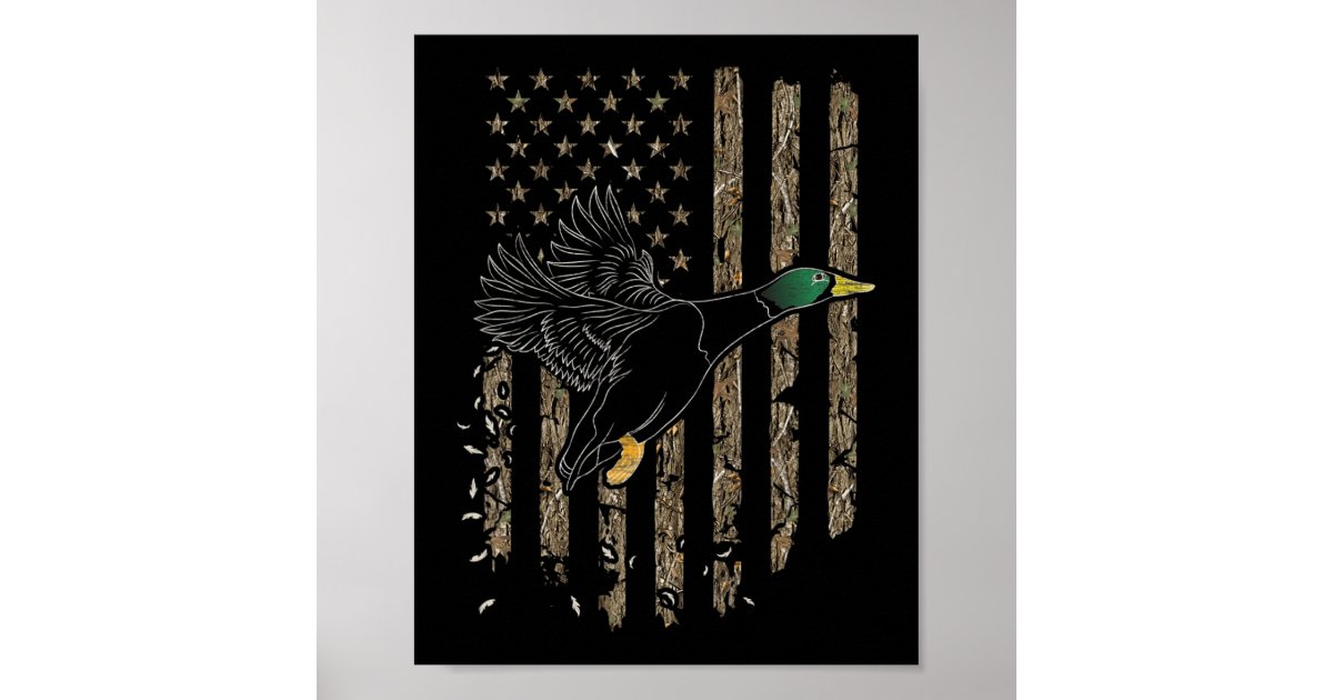 Duck Hunter American Flag Waterfowl Hunting Camouf Poster | Zazzle