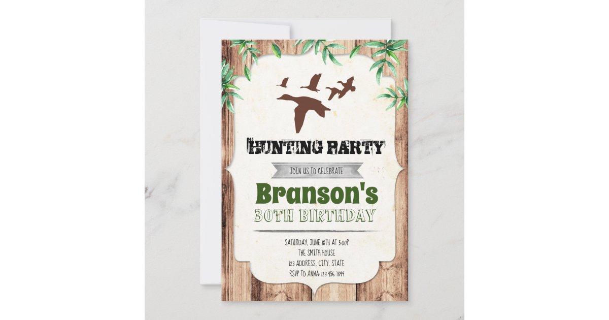 Duck hunting adult birthday invitation | Zazzle