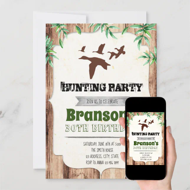 Duck hunting adult birthday invitation | Zazzle