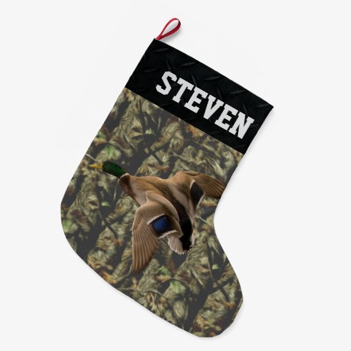 Duck Hunting Camo Men's Mallard Sports Name Large Christmas Stocking ...