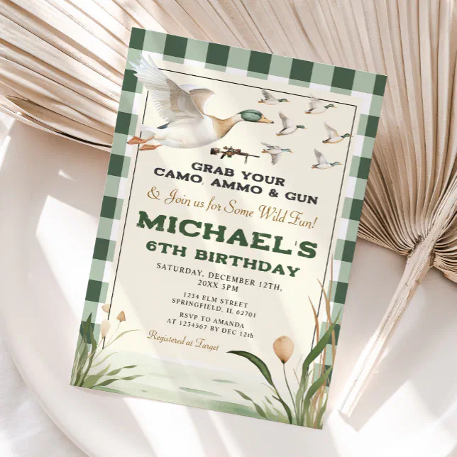 Duck Hunting Grab Your Gun Wild Fun Boy Birthday Invitation | Zazzle