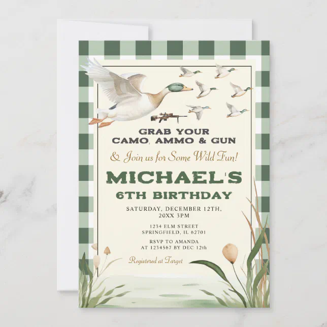 Duck Hunting Grab Your Gun Wild Fun Boy Birthday Invitation | Zazzle