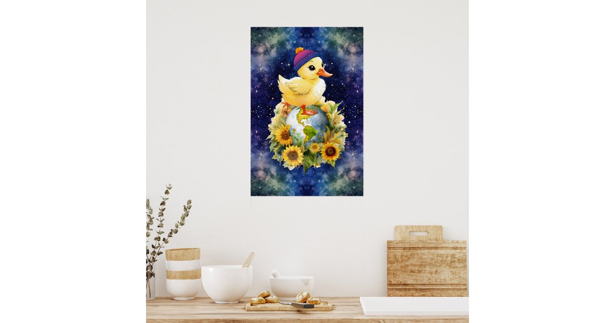 Duck in Bisexual Flag Colors Beanie on Planet Poster | Zazzle