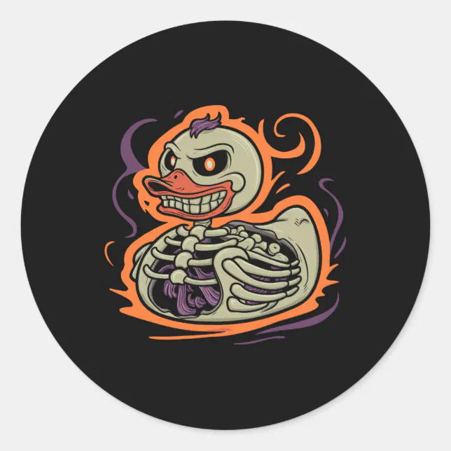 Duck Skeleton Rubber Duckie Costume Party Classic Round Sticker | Zazzle