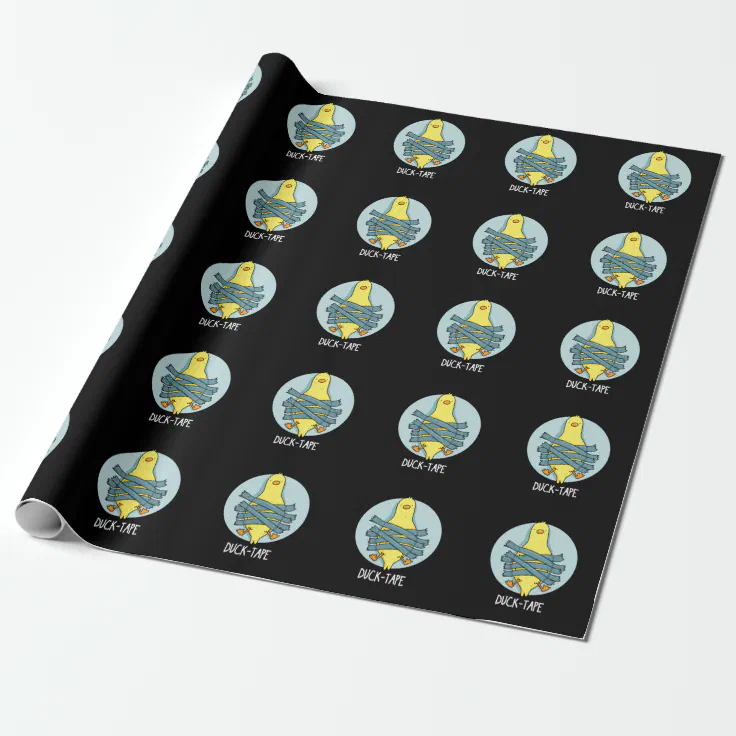Duck Tape Funny Duct Tape Pun Dark BG Wrapping Paper | Zazzle
