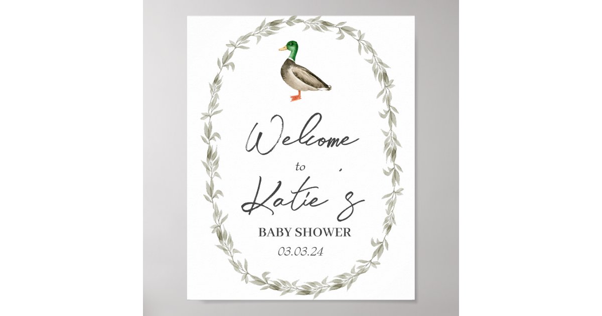 Duck Welcome Poster, Mallard Welcome Sign | Zazzle