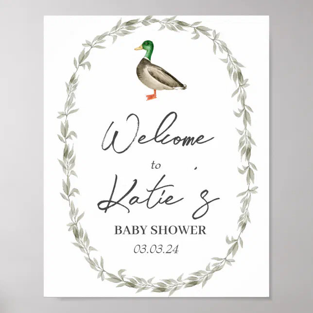 Duck Welcome Poster, Mallard Welcome Sign | Zazzle