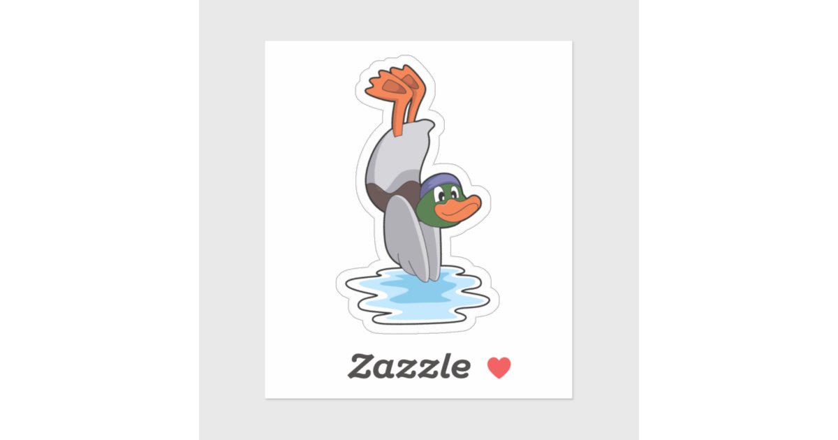 Duck with Handstand in Water.PNG Sticker | Zazzle