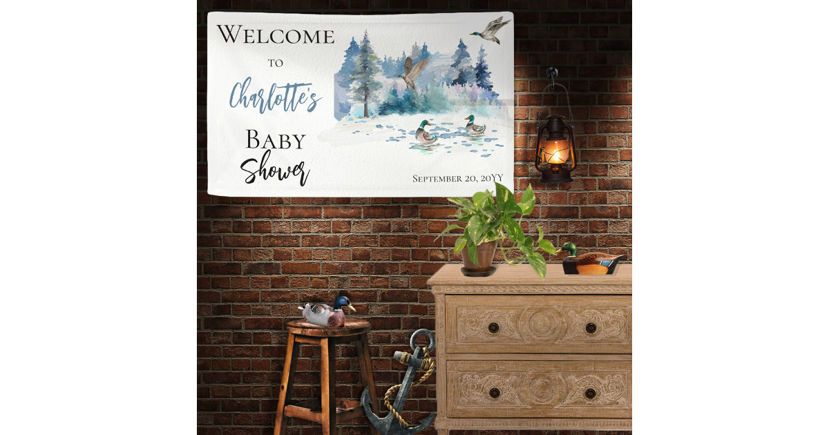 Ducks Woodland Forest Nature Boy Baby Shower Banner | Zazzle