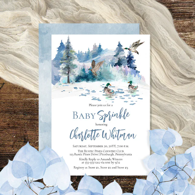 Ducks Woodland Forest Nature Boy Baby Sprinkle Invitation | Zazzle