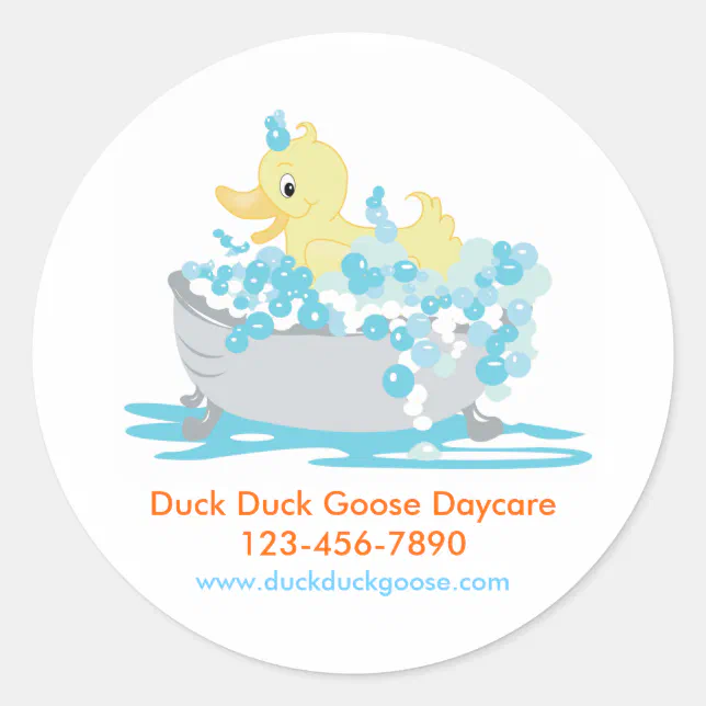 Ducky Duck in Tub Customized Stickers | Zazzle