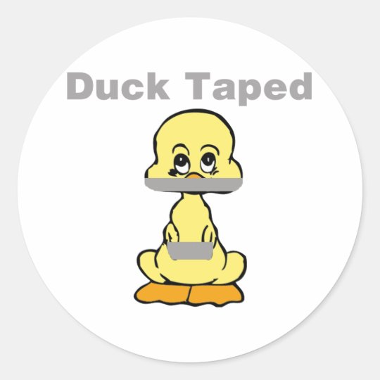 Duct Tape Humor Yellow Duck Taped Classic Round Sticker | Zazzle.com