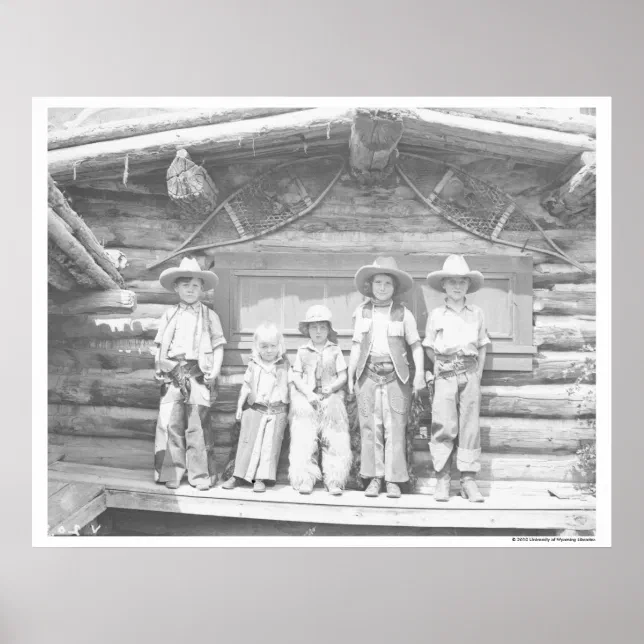 Dude ranch photo of children in cowboy clothes poster | Zazzle