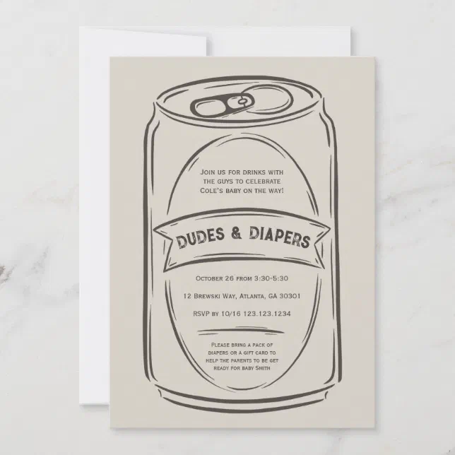 Dudes and Diapers Baby Shower Invitation for Men | Zazzle