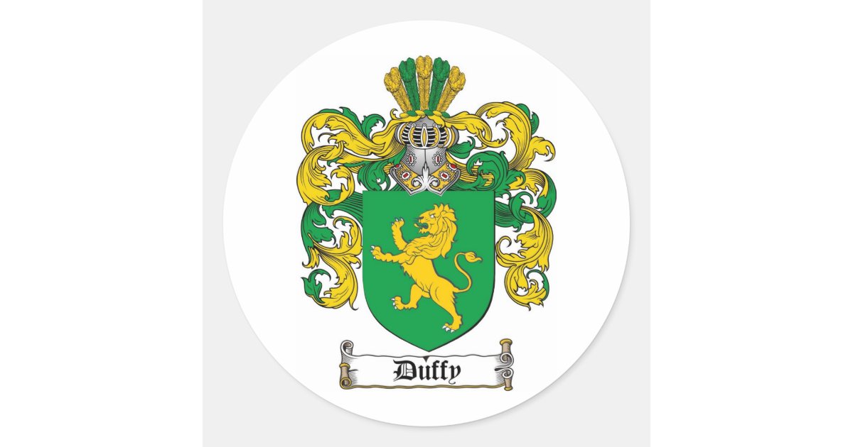 DUFFY FAMILY CREST - DUFFY COAT OF ARMS CLASSIC ROUND STICKER | Zazzle.com