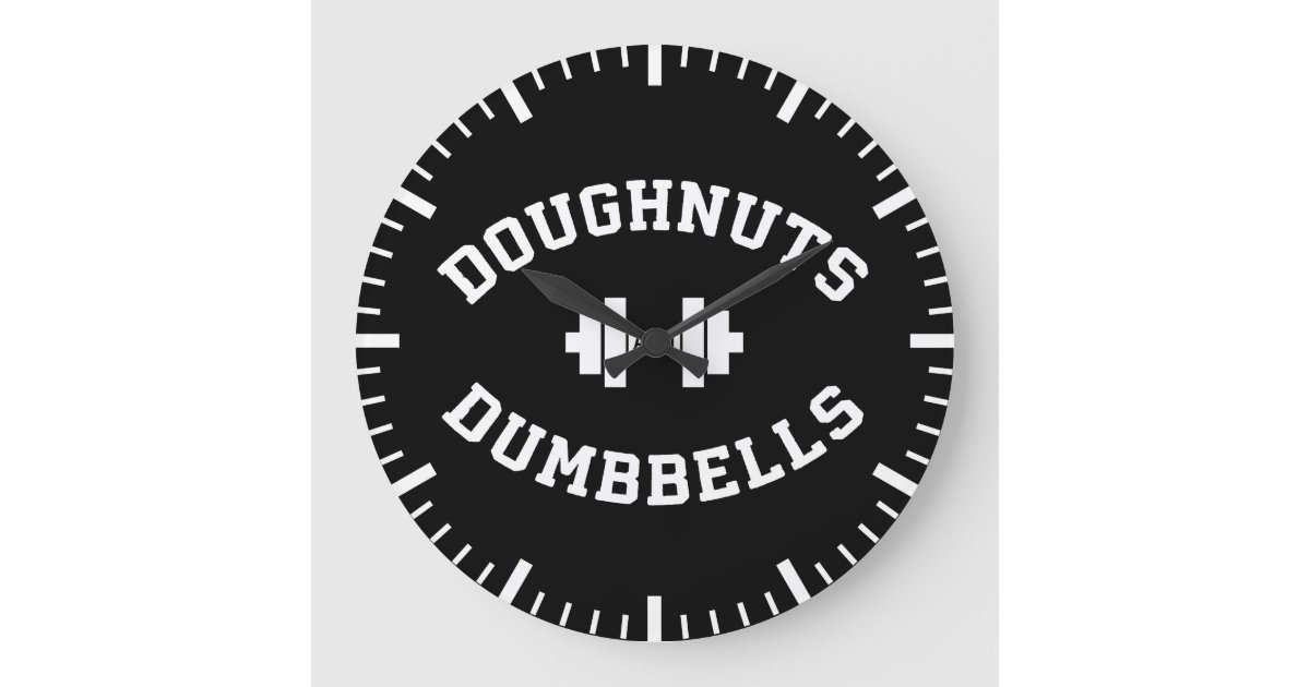 Dumbbells And Doughnuts - Funny Gym Workout Large Clock | Zazzle