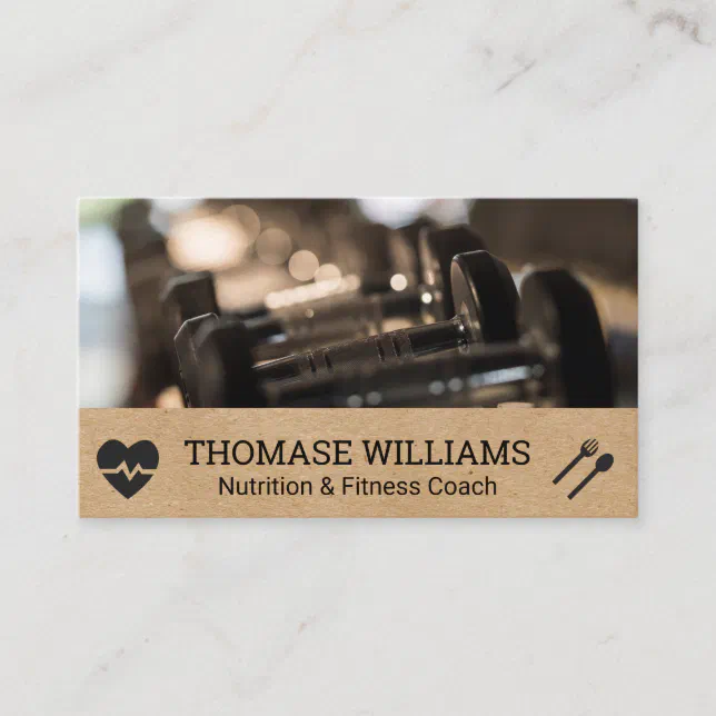 Dumbbells in the Gym | Fitness Business Card | Zazzle