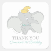 Dumbo 1st Birthday - Thank You Square Sticker | Zazzle