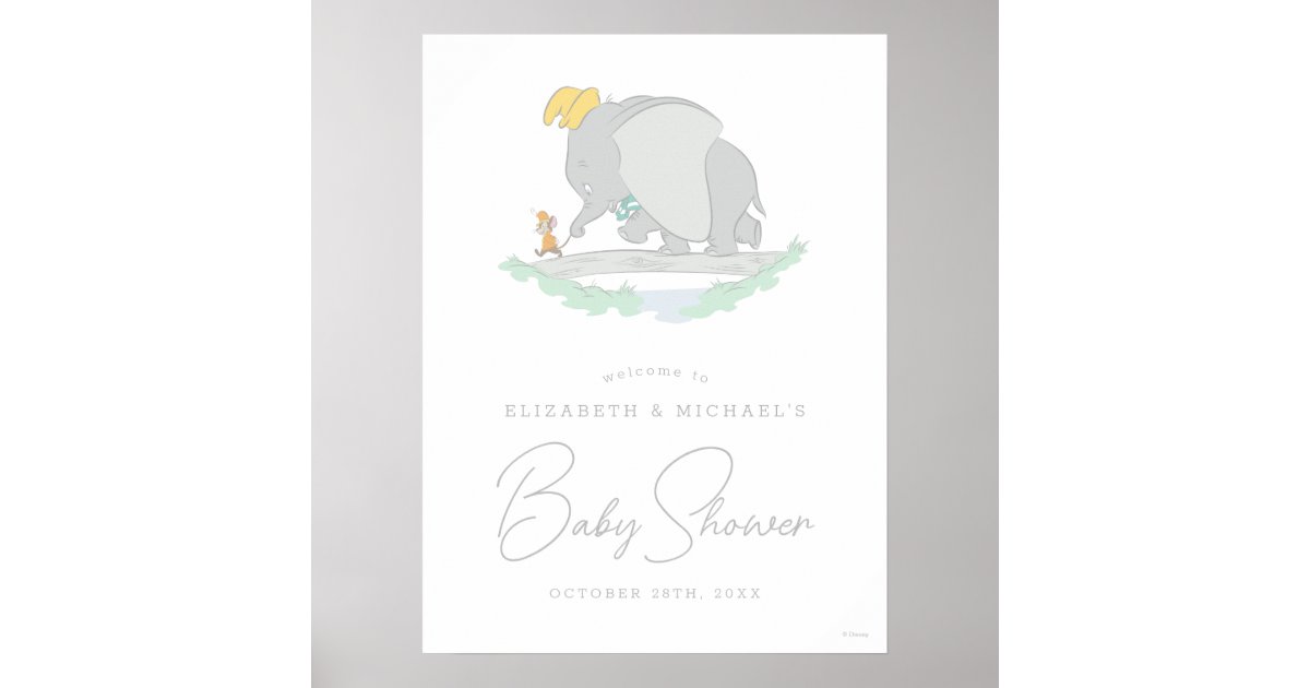 Dumbo and Timothy Q. Baby Shower Welcome Sign | Zazzle