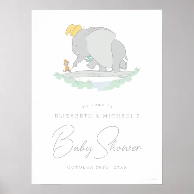 Dumbo and Timothy Q. Baby Shower Welcome Sign | Zazzle