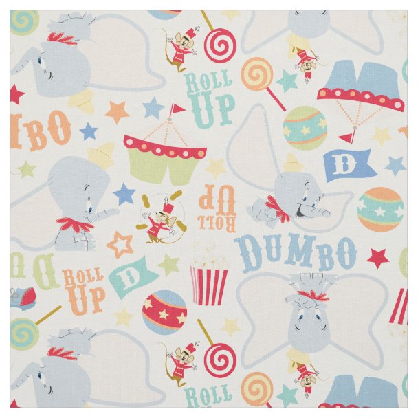 Sweet Dumbo Pattern Fabric | Zazzle