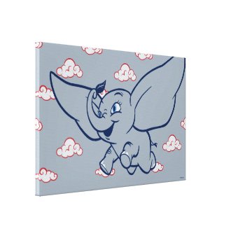 Dumbo | Cartoon Dumbo Flying With Feather Canvas Print | Zazzle