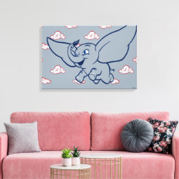 Dumbo | Cartoon Dumbo Flying With Feather Canvas Print | Zazzle