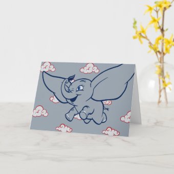 Dumbo | Cartoon Dumbo Flying With Feather Card | Zazzle
