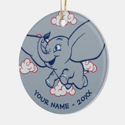 Dumbo | Cartoon Dumbo Flying With Feather Ceramic Ornament | Zazzle
