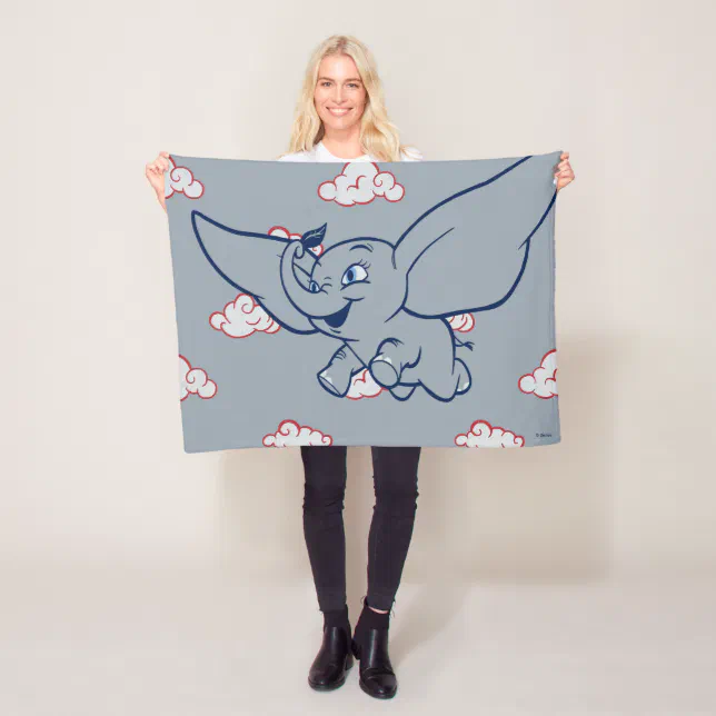Dumbo | Cartoon Dumbo Flying With Feather Fleece Blanket | Zazzle