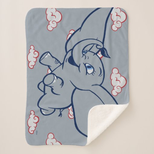 Dumbo | Cartoon Dumbo Flying With Feather Sherpa Blanket | Zazzle
