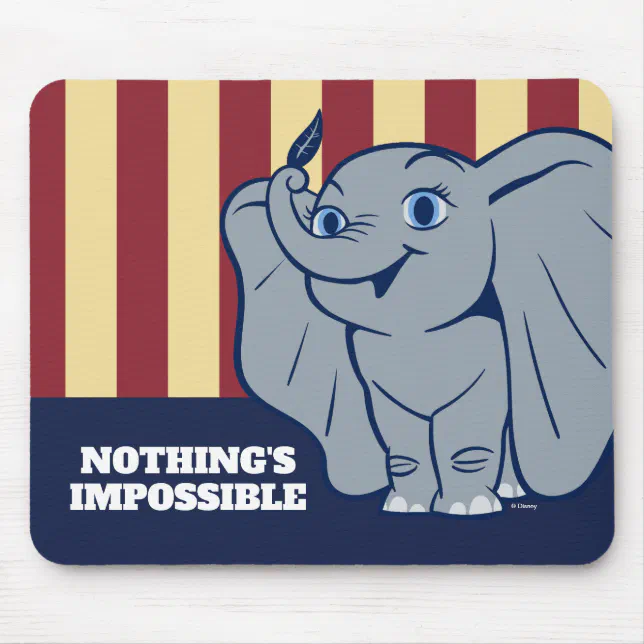 Dumbo | Cartoon Dumbo Holding Up Feather Mouse Pad | Zazzle