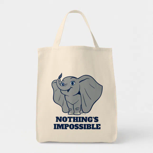 Dumbo | Cartoon Dumbo Holding Up Feather Tote Bag | Zazzle
