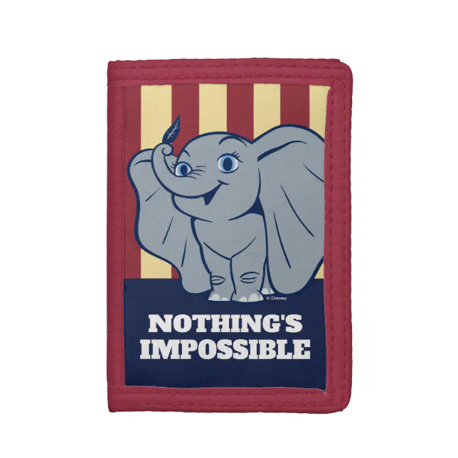 Dumbo | Cartoon Dumbo Holding Up Feather Trifold Wallet | Zazzle