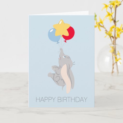 Dumbo & Colorful Balloons | Happy Birthday Card | Zazzle