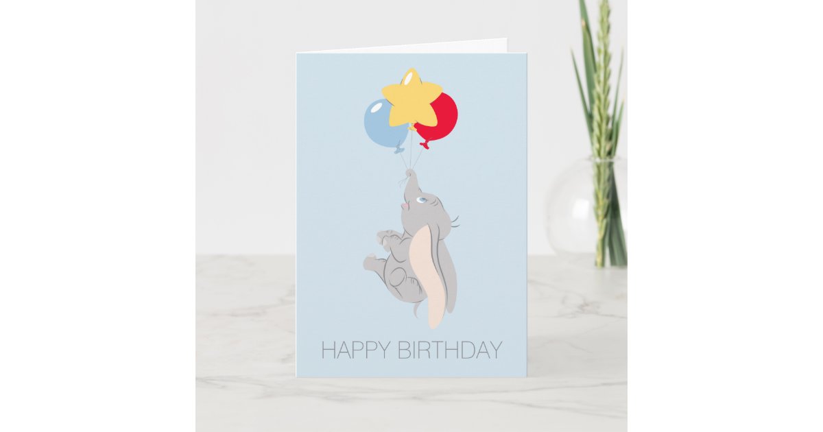 Dumbo & Colorful Balloons | Happy Birthday Card | Zazzle