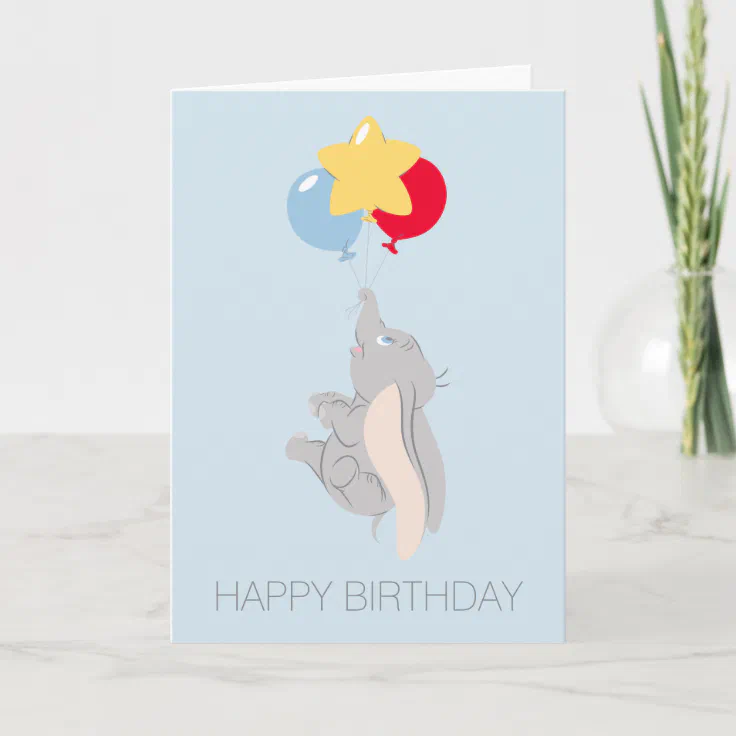 Dumbo & Colorful Balloons | Happy Birthday Card | Zazzle