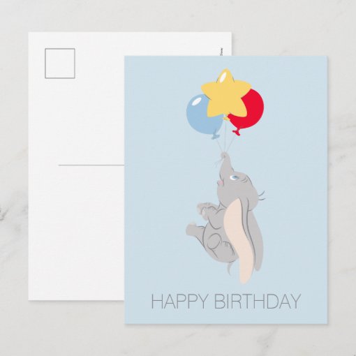 Dumbo & Colorful Balloons | Happy Birthday Postcard | Zazzle