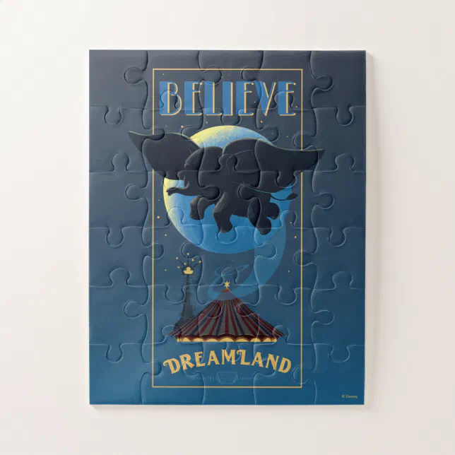 Dumbo | Dreamland "Believe" Attraction Art Jigsaw Puzzle | Zazzle