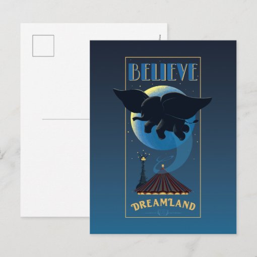Dumbo | Dreamland "Believe" Attraction Art Postcard | Zazzle