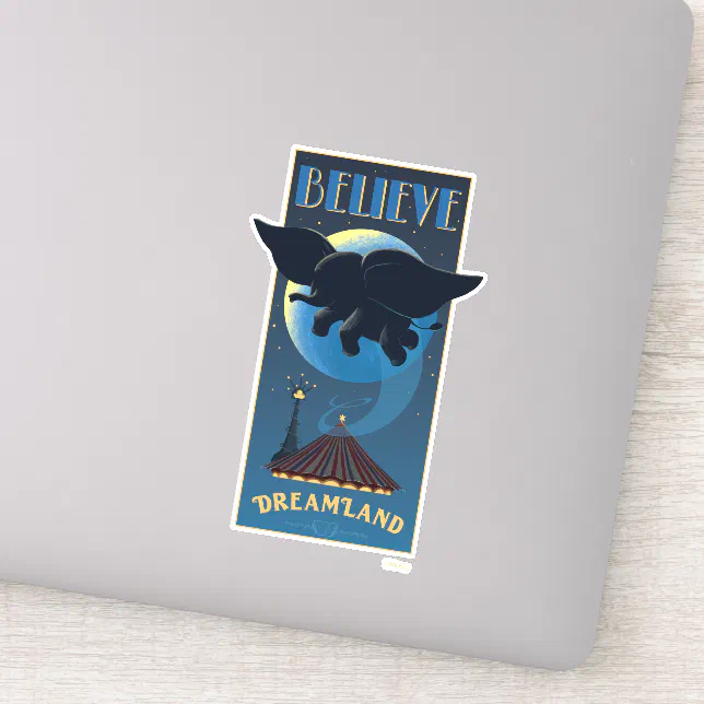 Dumbo | Dreamland "Believe" Attraction Art Sticker | Zazzle