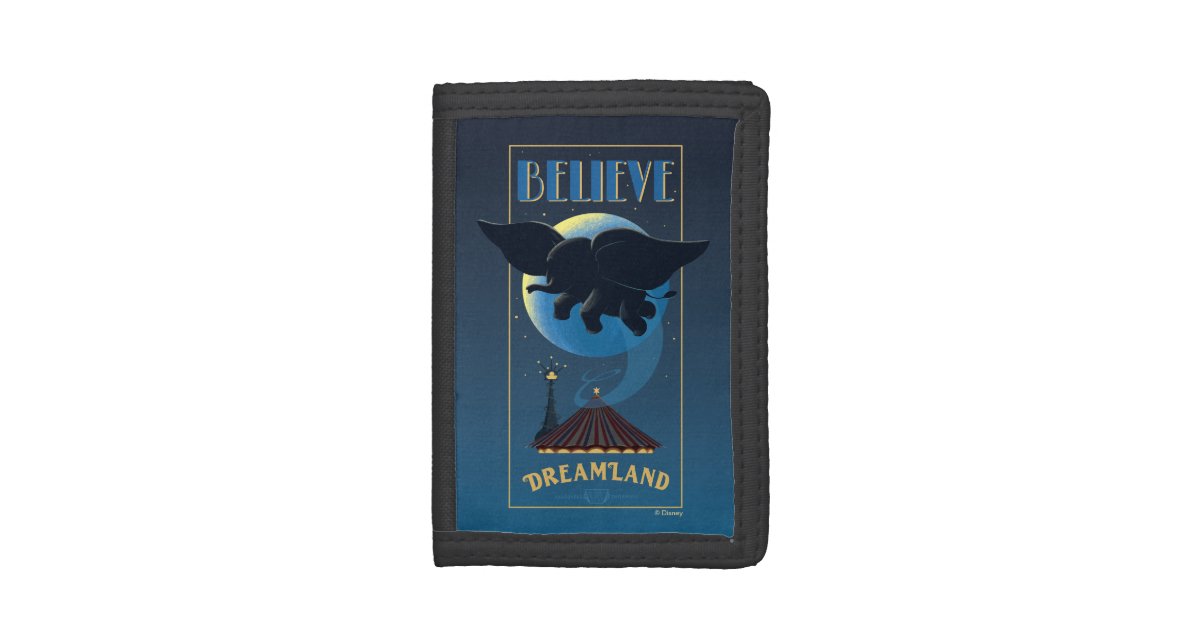 Dumbo | Dreamland "Believe" Attraction Art Trifold Wallet | Zazzle