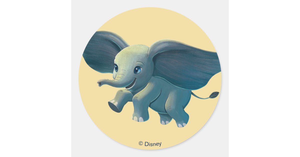 Dumbo | Flying Dumbo Painted Art Classic Round Sticker | Zazzle