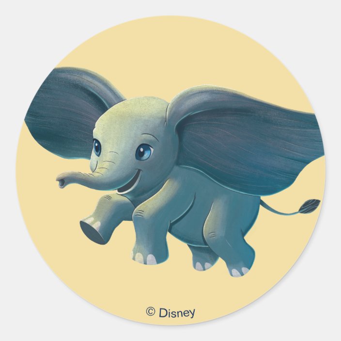 Dumbo | Flying Dumbo Painted Art Classic Round Sticker | Zazzle.com