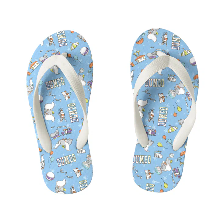 Dumbo | Fun Little Blue Pattern Kid's Flip Flops | Zazzle