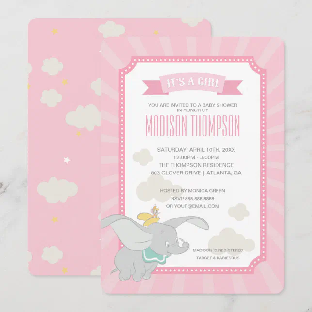 Dumbo | Girl Baby Shower Invitation | Zazzle