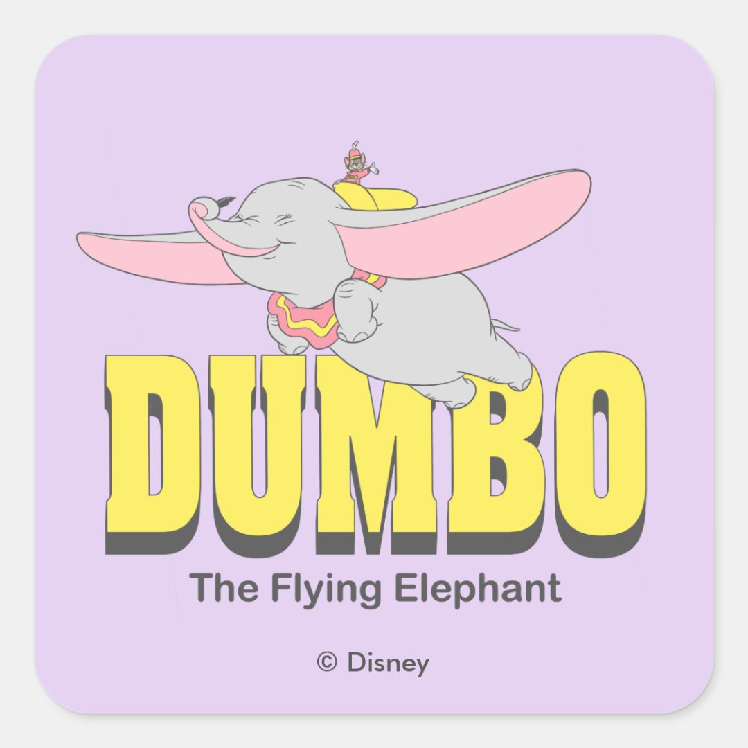 Dumbo the Flying Elephant Square Sticker | Zazzle