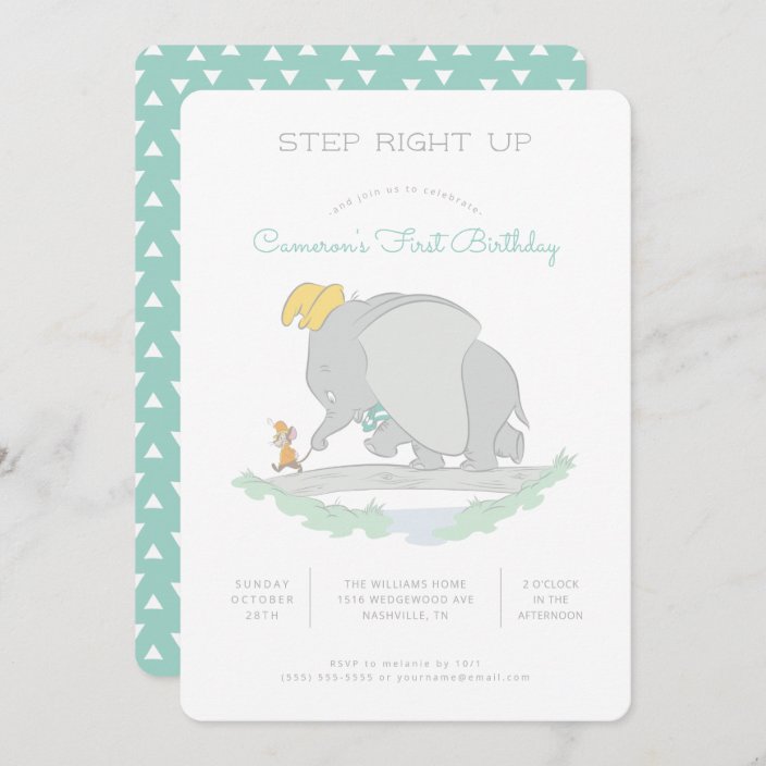Dumbo & Timothy Q. Mouse 1st Birthday Invitation | Zazzle.com