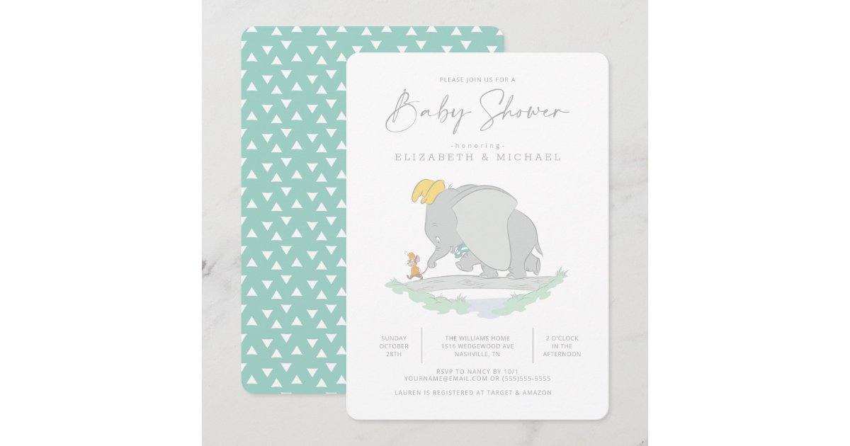 Dumbo & Timothy Q. Mouse Baby Shower Invitation | Zazzle