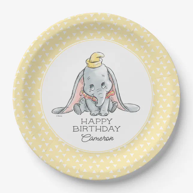 Dumbo Watercolor 1st Birthday Paper Plates | Zazzle